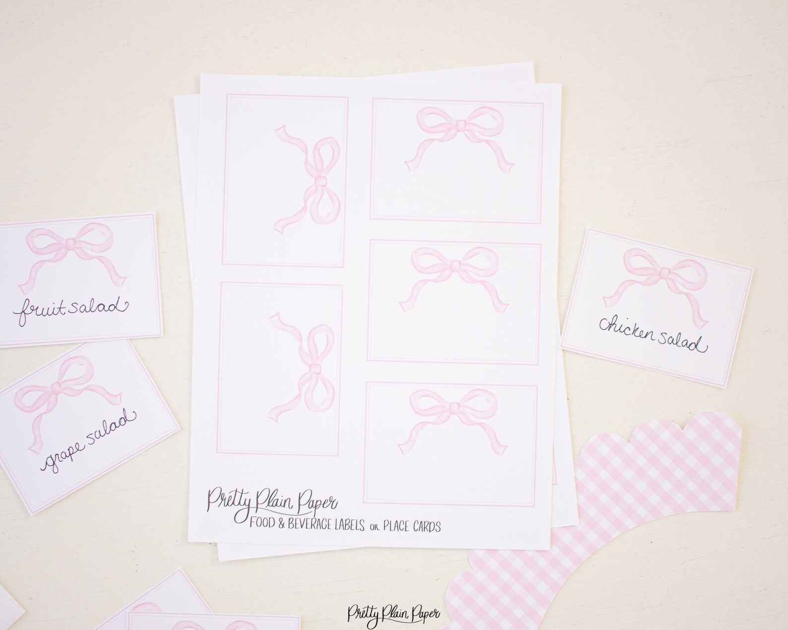 Pink Bow Food and Beverage Labels | Printable Download | 1042 | Pink ...