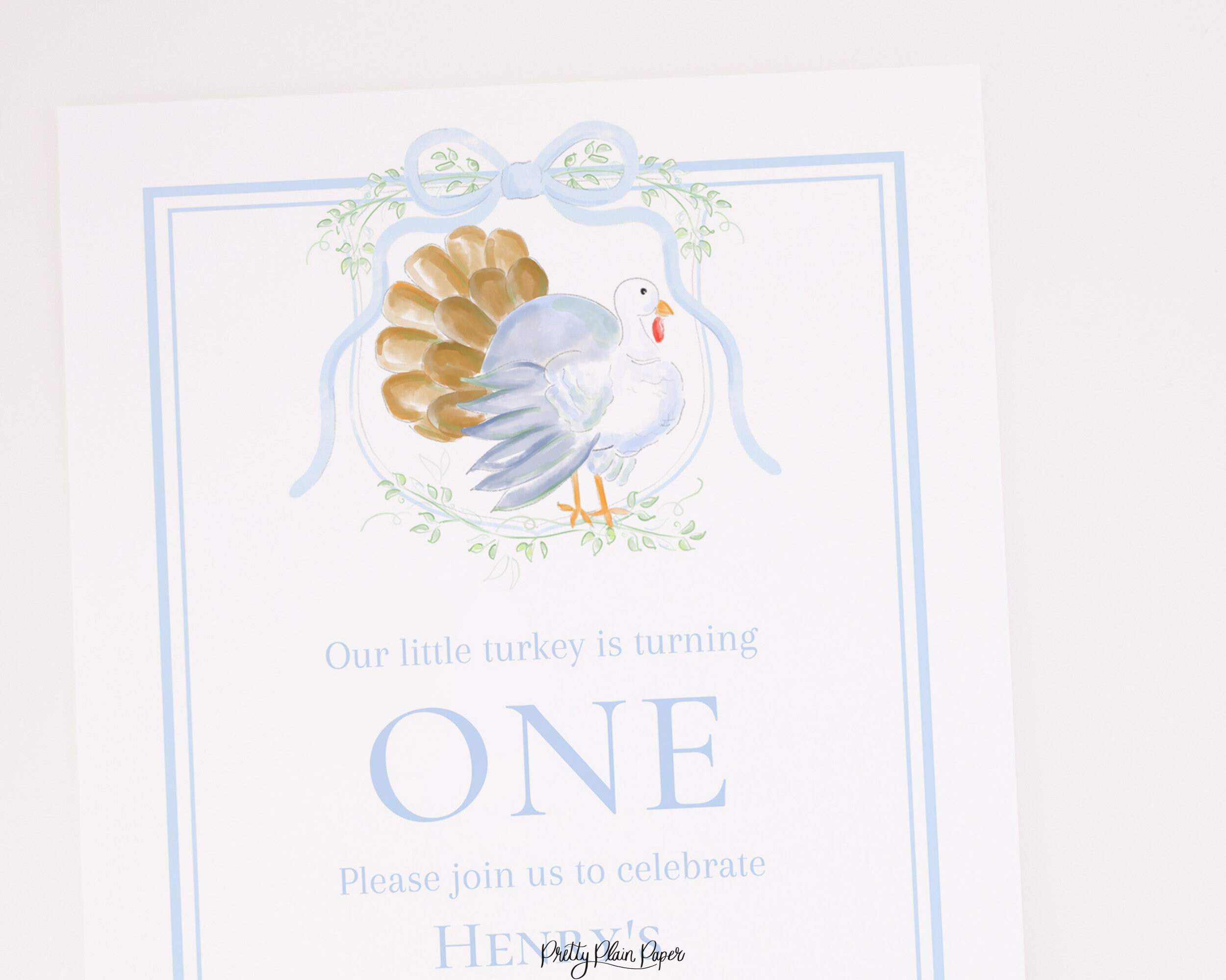 Watercolor Little Turkey Crest Invitation Watercolor Turkey - Etsy