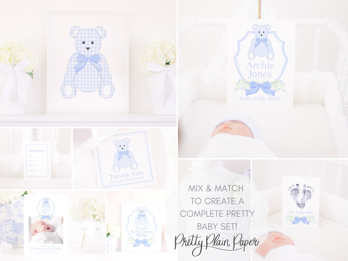 Hospital Baby Footprint Card Printable | 5x7 | Watercolor Newborn ...