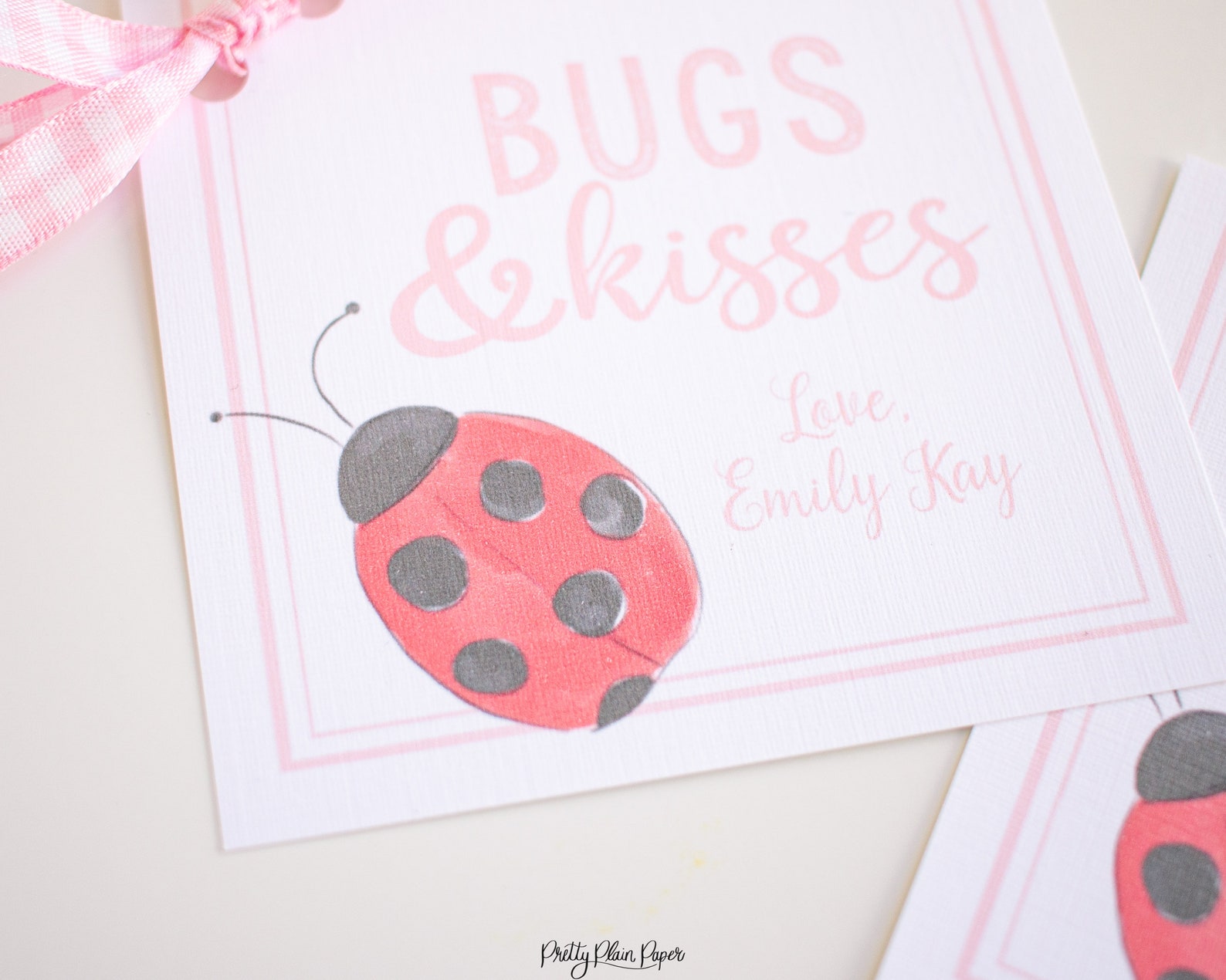 Bugs & Kisses Ladybug Valentine Tag for Valentine's Day | Etsy