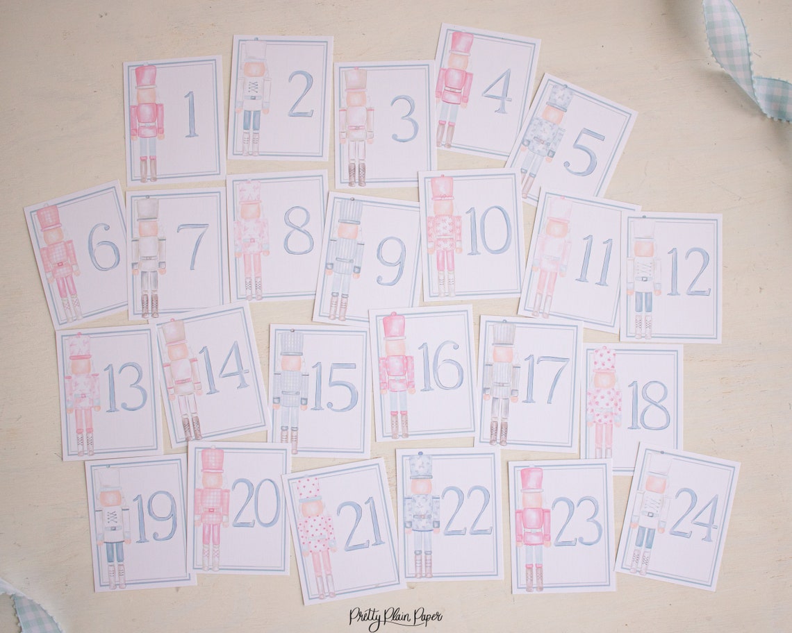 Nutcracker Advent Calendar, Watercolor Printable Christmas Advent ...