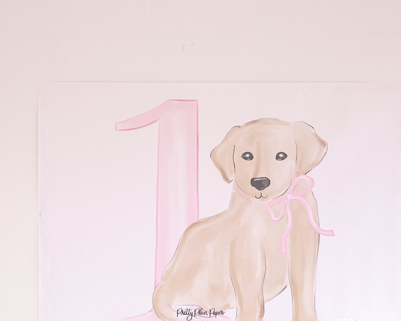 Puppy Dog First Birthday Birthday Backdrop Poster Printable | Etsy