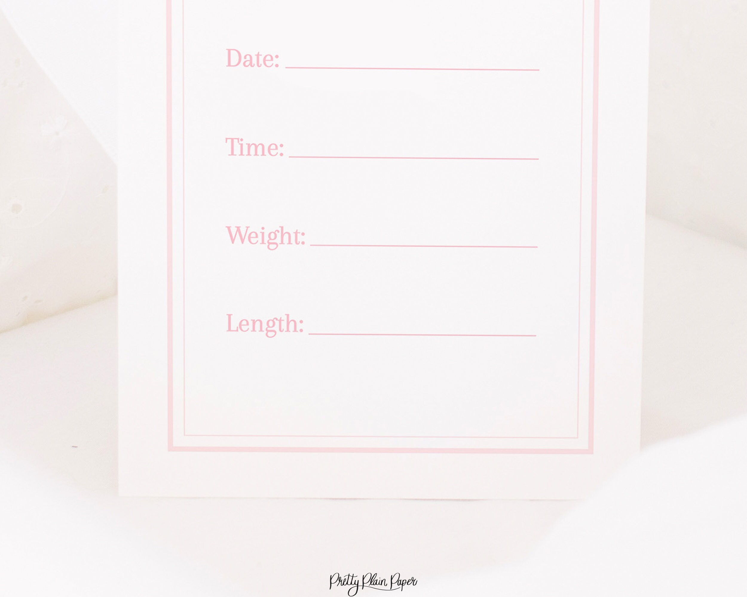 Hospital Baby Stats Card Printable 5x7 Watercolor Pink - Etsy