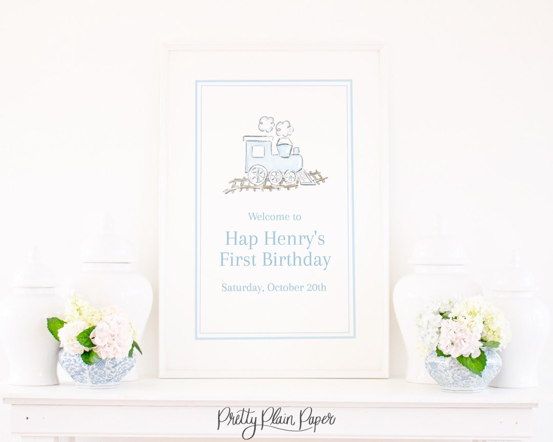 Welcome Sign | Train | 24x36 Printable | Watercolor Choo Choo Train ...