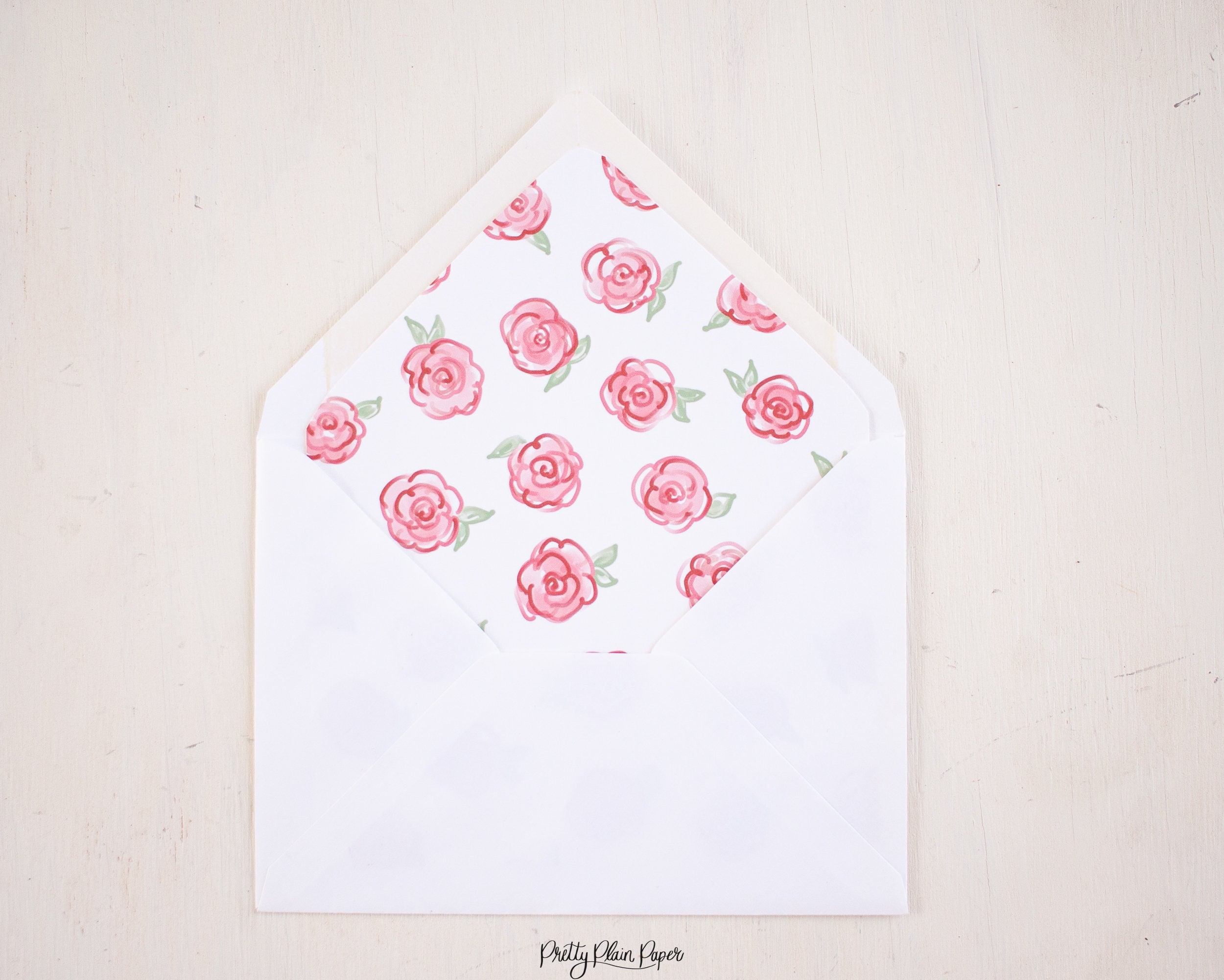 Red Roses Envelope Liner Watercolor Printable A7 Envelope - Etsy