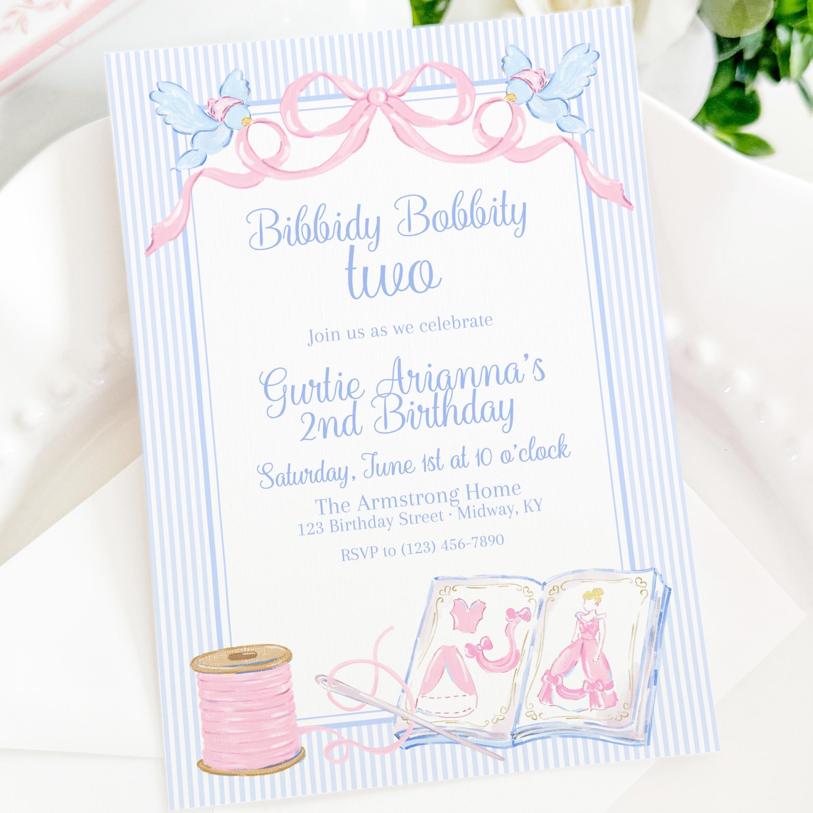 Bibbidi Bobbidi TWO, a Cinderella Birthday Invitation; 5x7 Printable ...