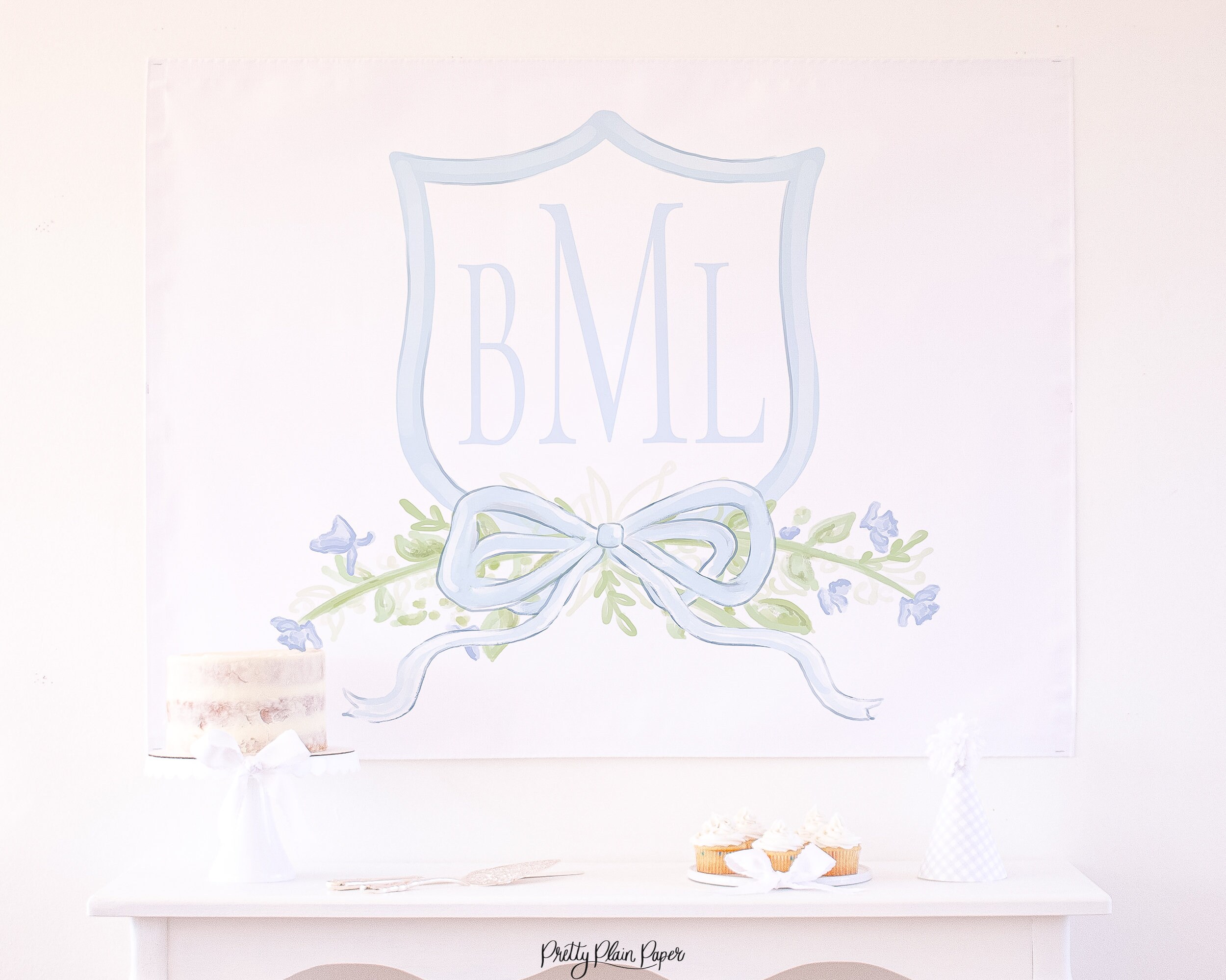 Watercolor Blue Crest Backdrop Printable Download Blue | Etsy