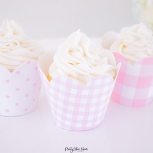 Pink Gingham Cupcake Wrapper Pink Dot Cupcake Wrapper 5002 5003 5004 ...