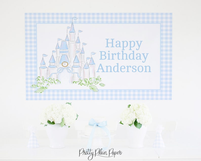 Backdrop | 36x60 Printable | Personalized Watercolor Castle Birthday ...