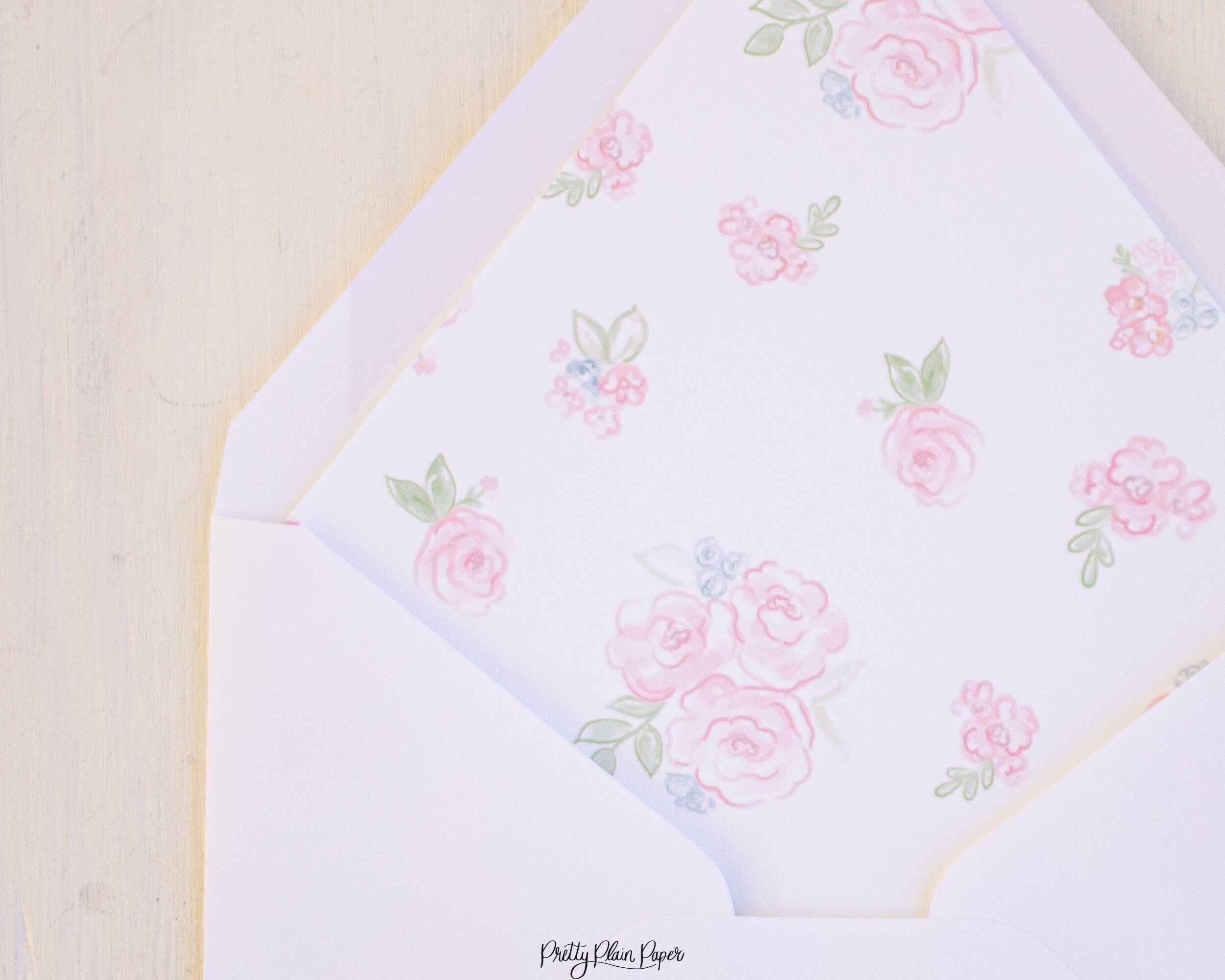 Pink Floral Envelope Liner Watercolor Printable A7 Envelope | Etsy