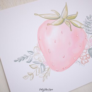 Pink Strawberry Floral Printable Backdrop Poster Download - Etsy