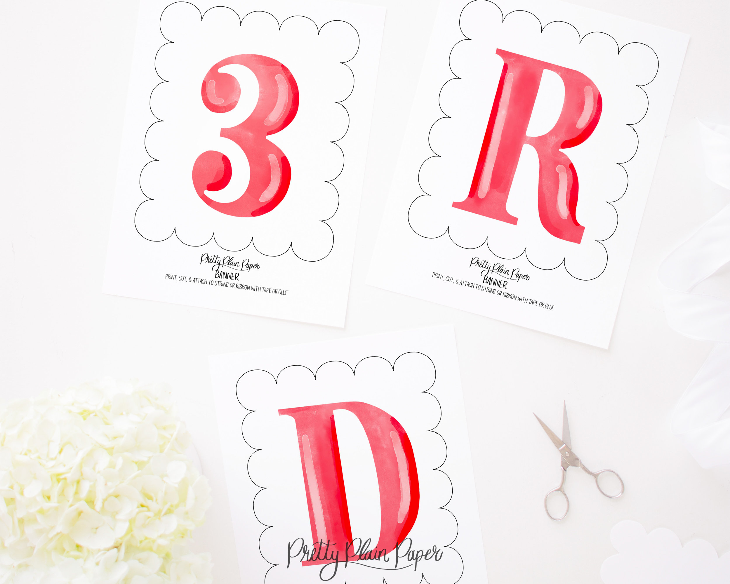 3rd Grade Banner | Watercolor Red Scallop Edge Banner | PDF Printable ...