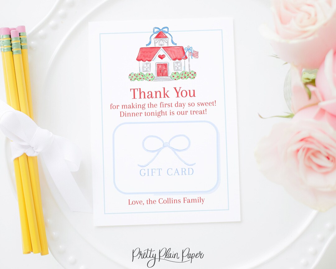 Dinner for the Teacher | 5x7 Printable | First Day of School Gift Card ...