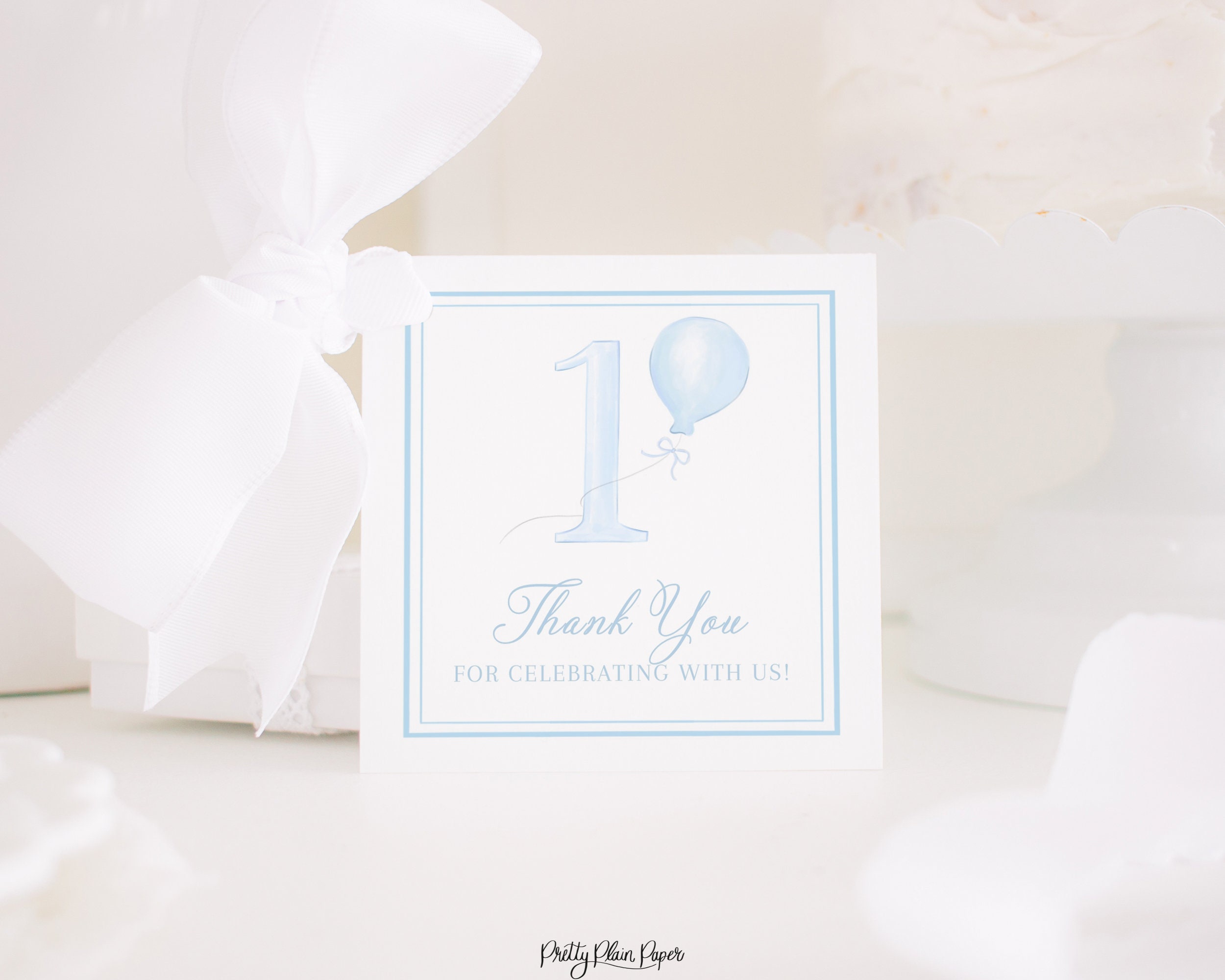 Watercolor Blue ONE Favor Tag Blue & White First Birthday | Etsy