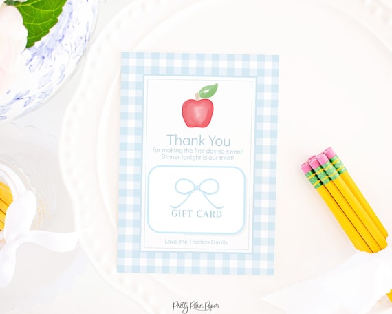 Dinner for Teacher 1st Day of School Gift Card Holder - Etsy
