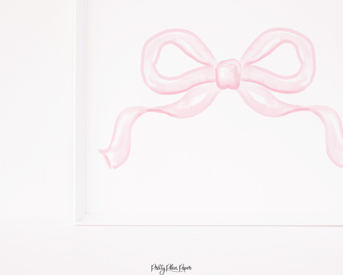 Watercolor Pink Bow Print 8x10 or 16x20 Light Pink Bow - Etsy