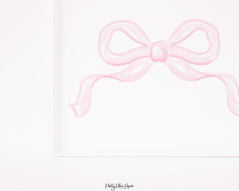 Watercolor Pink Bow Print 8x10 or 16x20 Light Pink Bow - Etsy