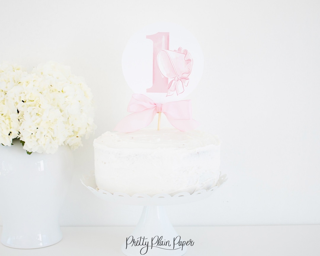 Circle Cake Topper | Pink ONE and Pink Bonnet | 8.5x11 Printable ...
