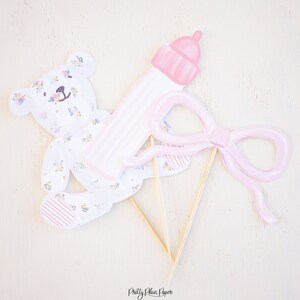 Cake Toppers | Printable Download | Watercolor Baby Doll Party | Pink ...