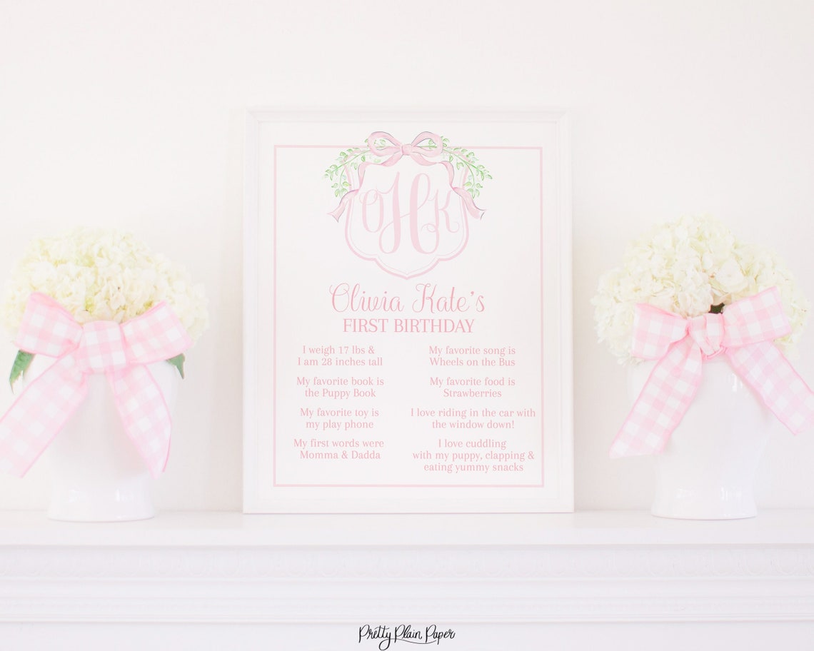 Watercolor Pink Crest 'my First Year' Sign 16x20 - Etsy