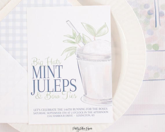 Mint Juleps Invitation Watercolor Printable Invitation | Etsy