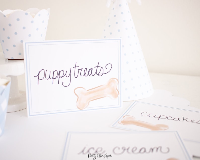 Puppy Printable Food Labels Download 1027 | Blue Puppy Birthday Party ...