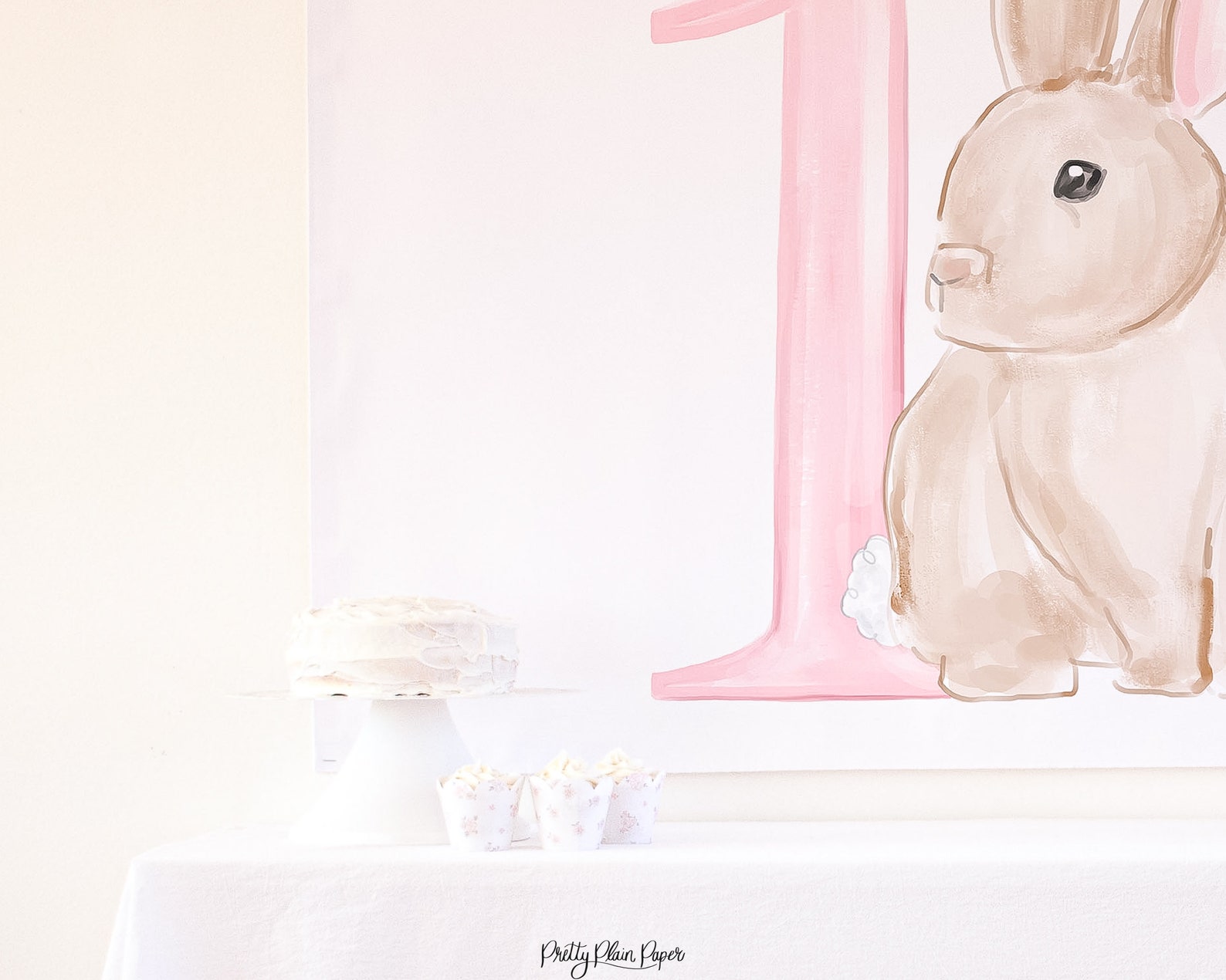 Pink Bunny Printable Backdrop Poster Download 1023 Bunny - Etsy