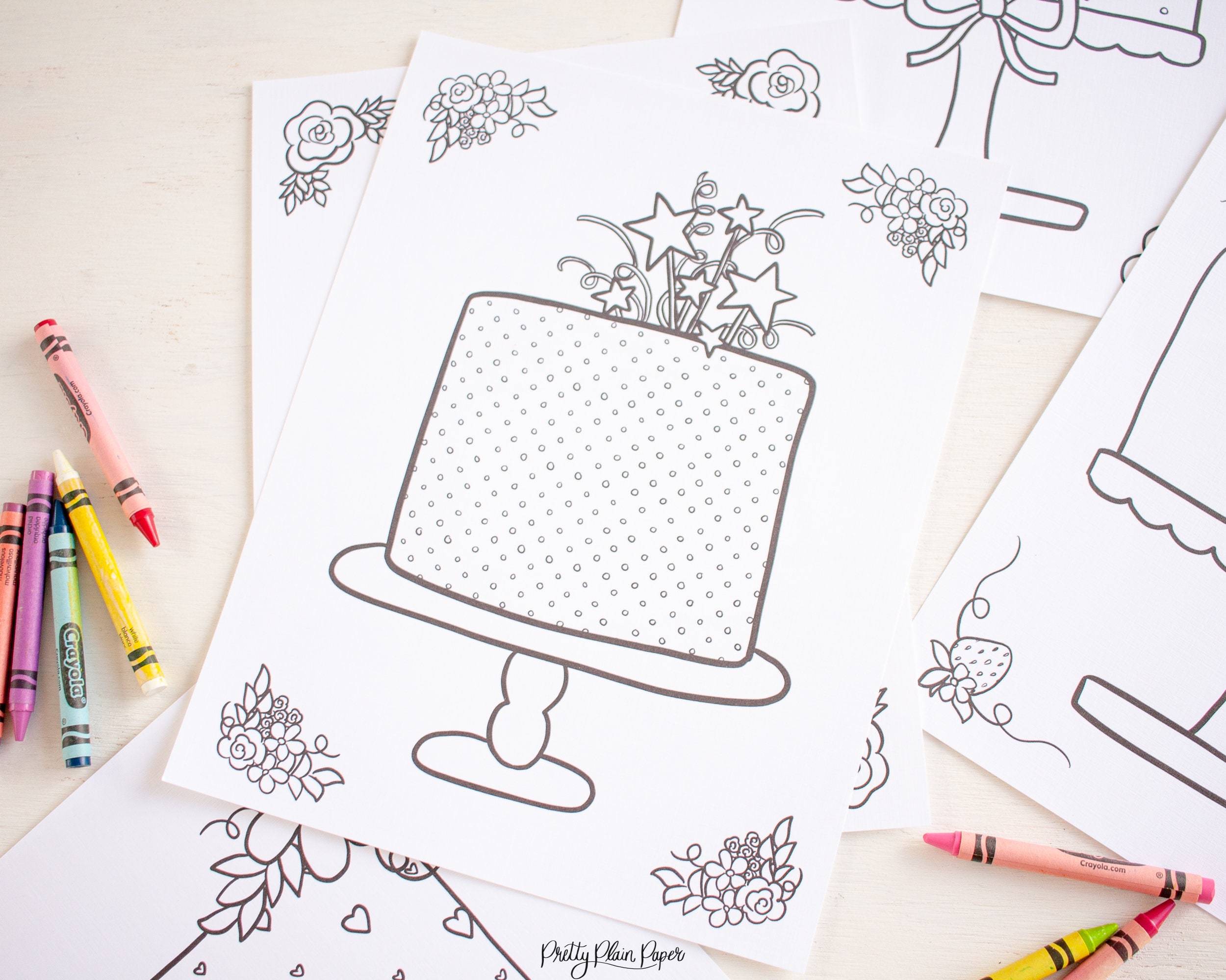 Cake Coloring Pages Printable Download 1011 Birthday Party | Etsy