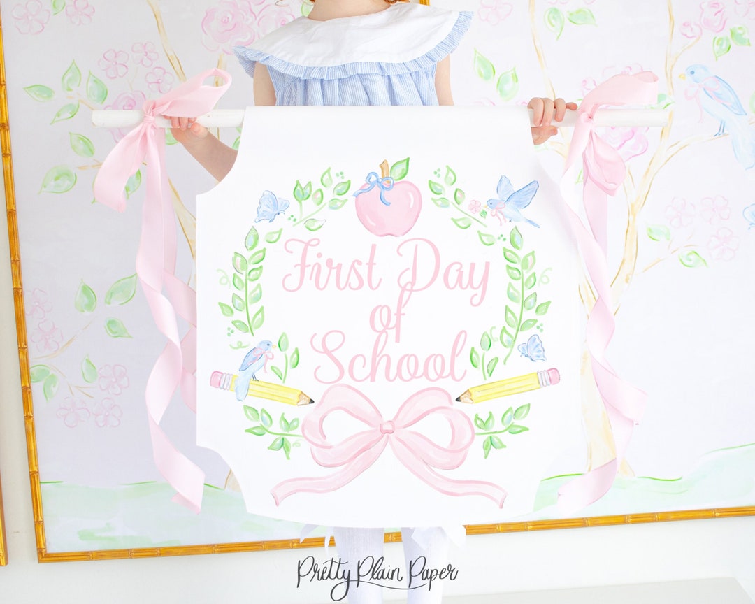Watercolor Crest Back to School Banner | 24x24 Printable Download ...