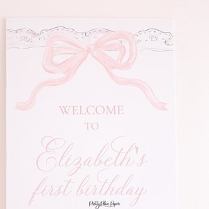 Watercolor Pink Bow Party Welcome Sign | Pink Bow Party | Editable 24 ...