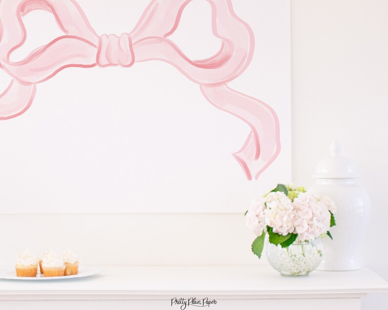 Pink Bow Backdrop Watercolor Bow Backdrop Poster Download - Etsy