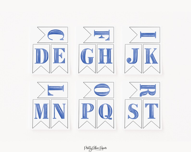 Dark Blue Watercolor Happy Birthday Banner Printable - Etsy