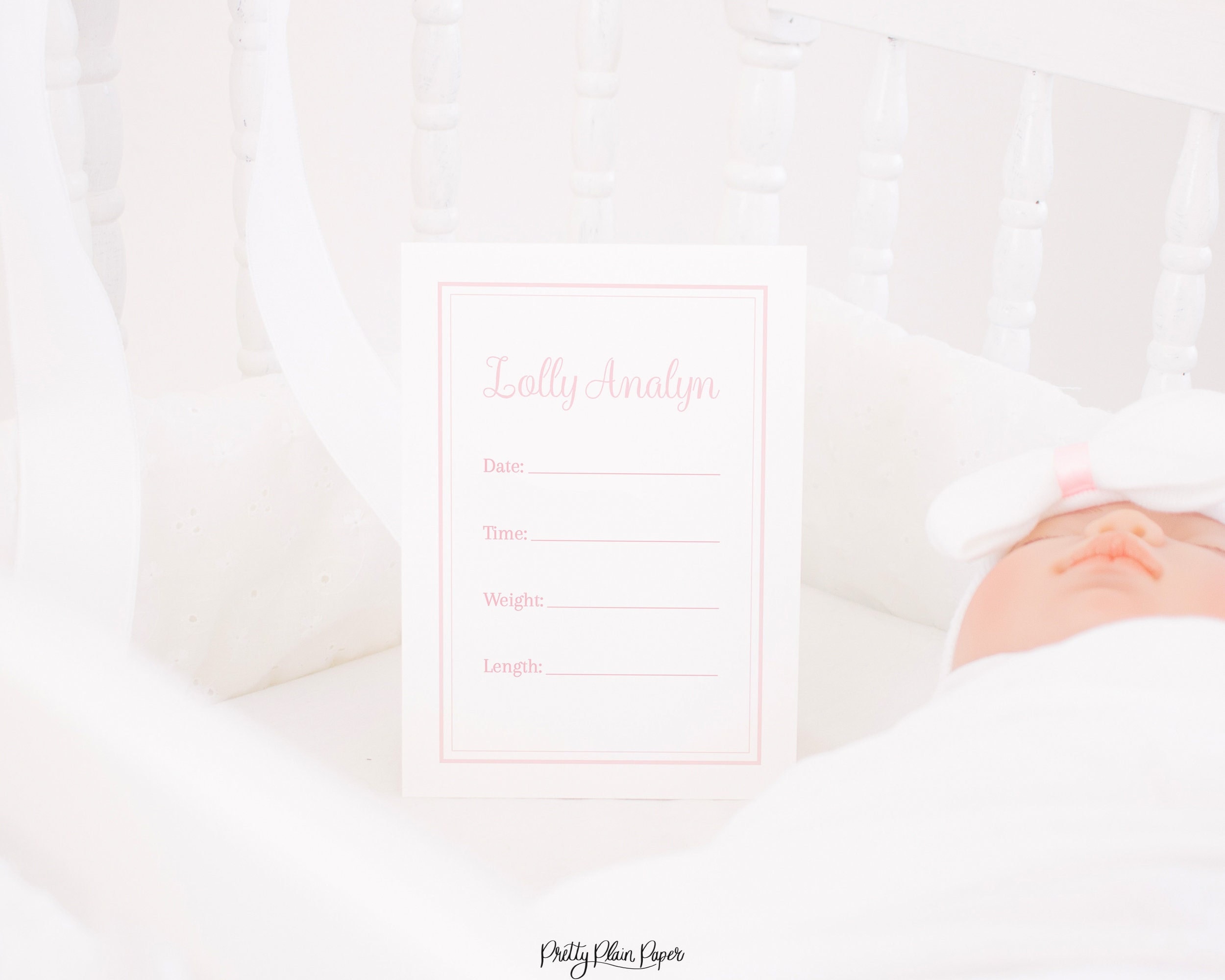 Hospital Baby Stats Card Printable 5x7 Watercolor Pink - Etsy