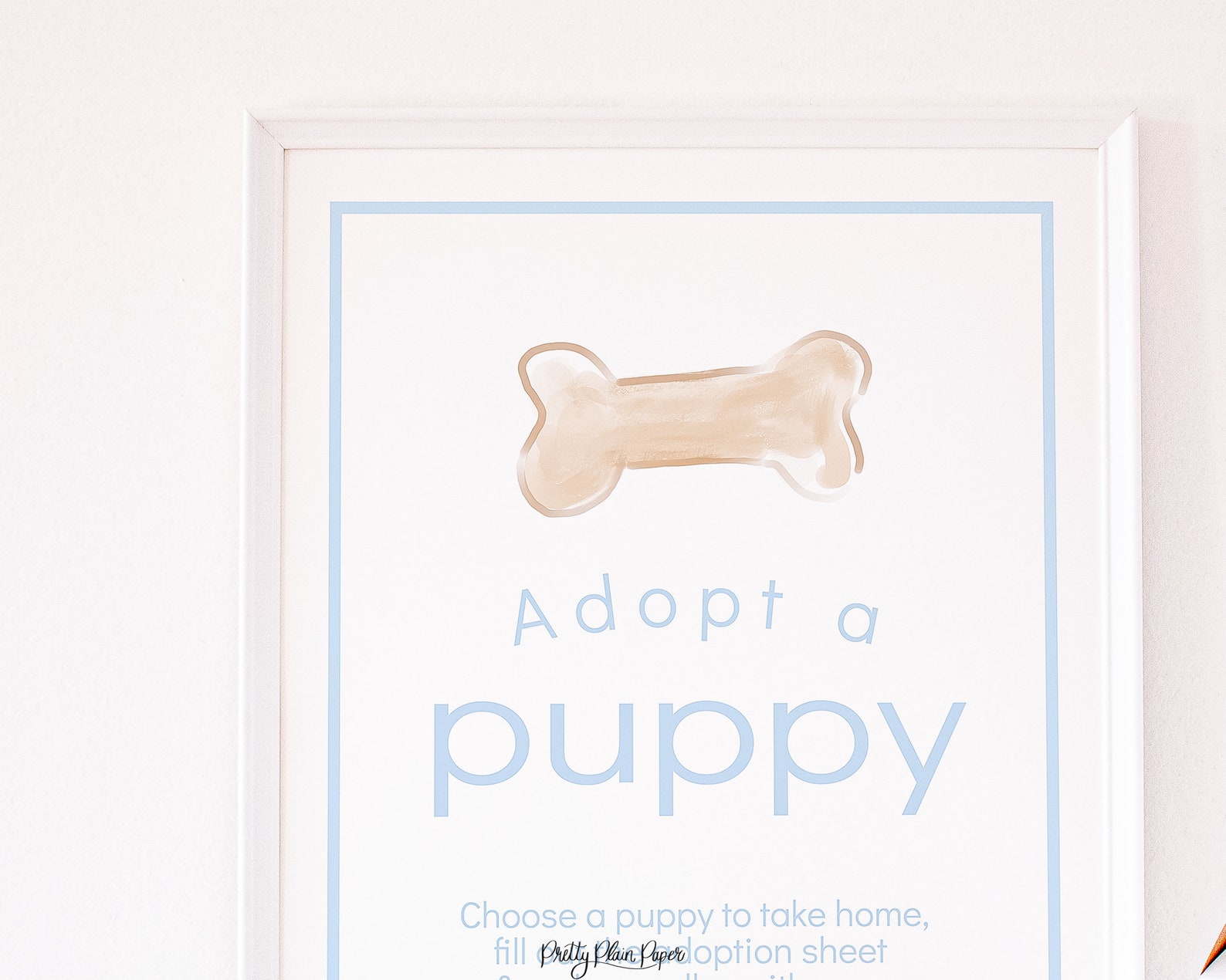 Adopt a Puppy Sign, 16''x20'' | Watercolor Puppy Party Sign 1027 ...