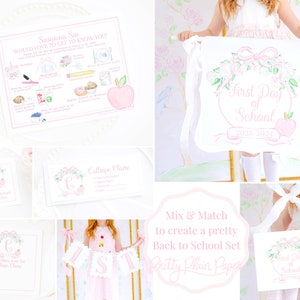 Watercolor First Day of School Crest With Bow Sign | 8x10 Printable ...