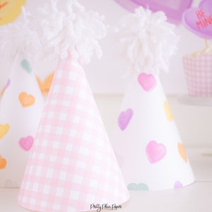 Conversation Hearts Party Hats Printable DIY | Candy Hearts Party ...