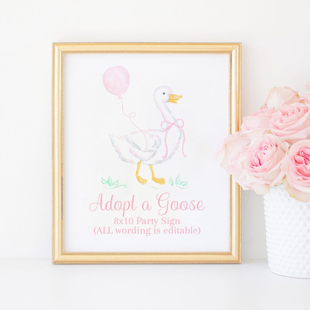 Adopt a Goose Birthday Sign in Pink; 8x10 Printable Digital Download ...