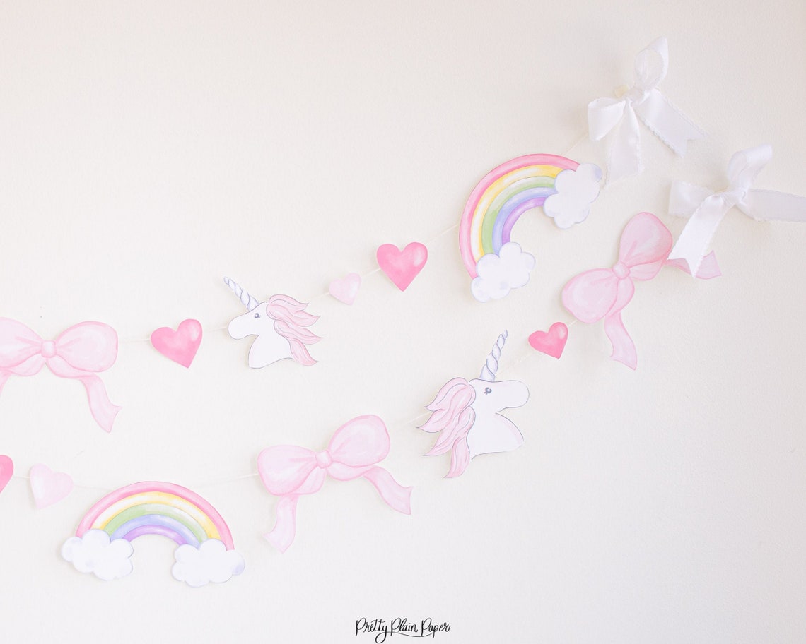 Pink Unicorns & Rainbows Banner Printable Printable Download | Etsy