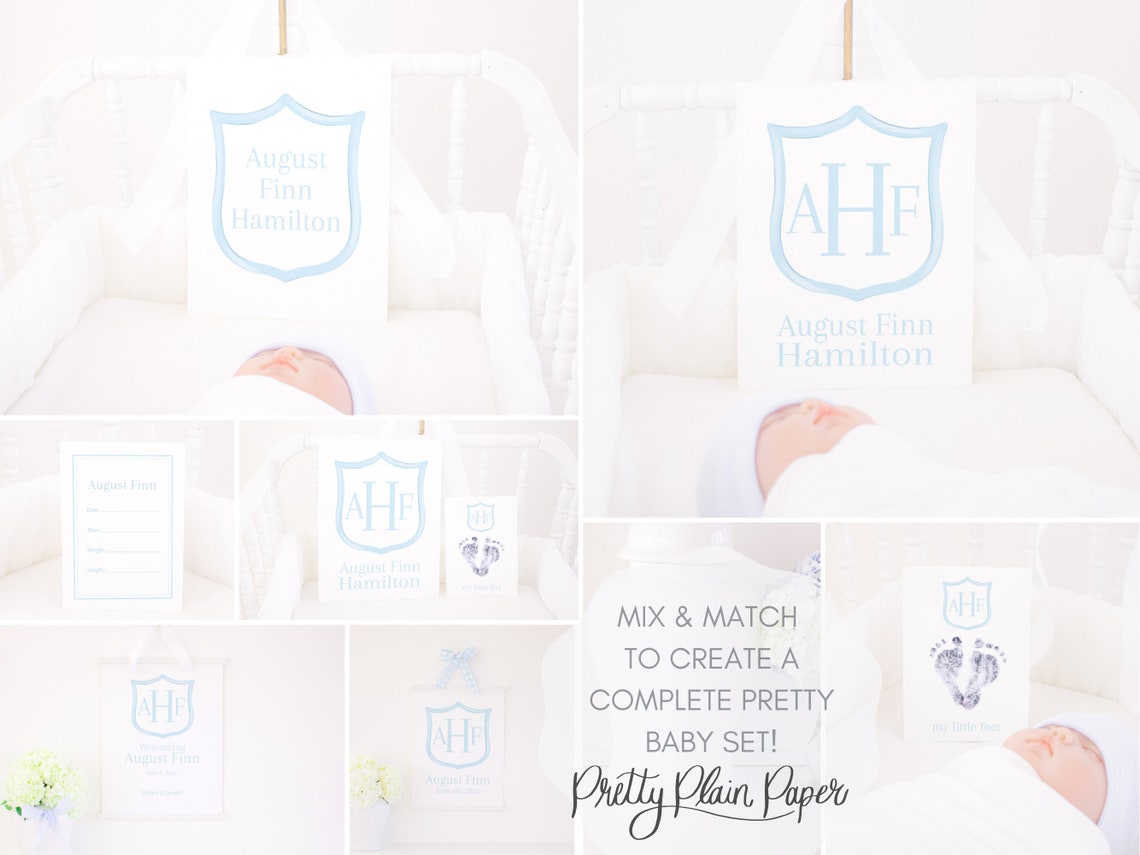 Hospital Baby Footprint Card Printable | 5x7 | Watercolor Newborn ...