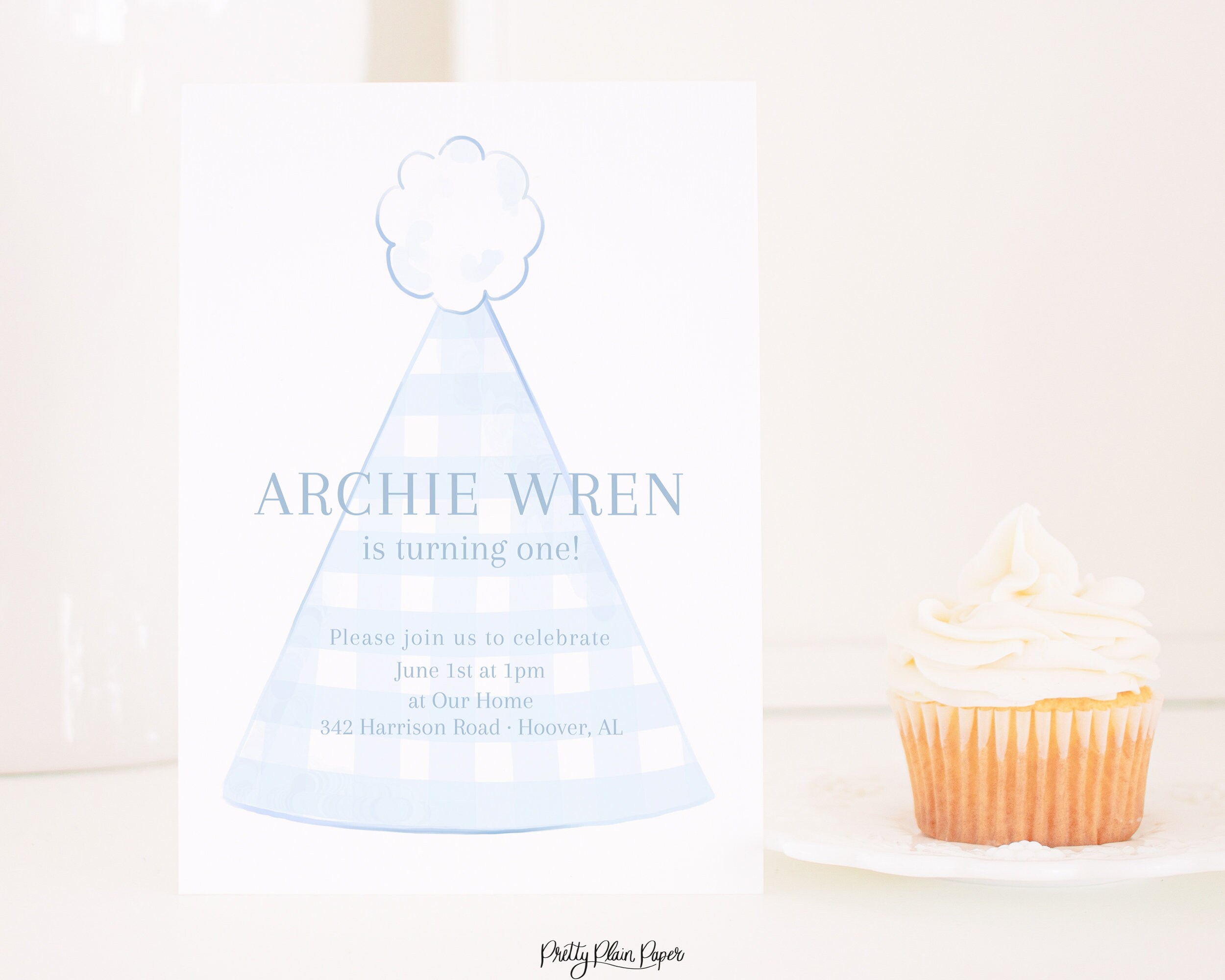 Watercolor Party Hat Birthday Invitation for 1st Birthday | Etsy