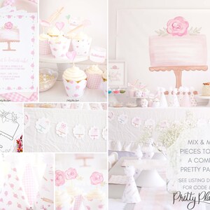 Pink Gingham 8''x10'' Editable Party Sign - Watercolor Printable ...