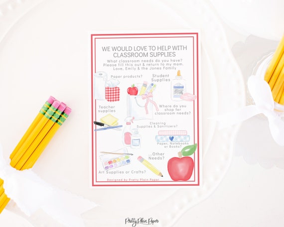 Classroom Supply Wish List Printable Teacher Supply Wish - Etsy