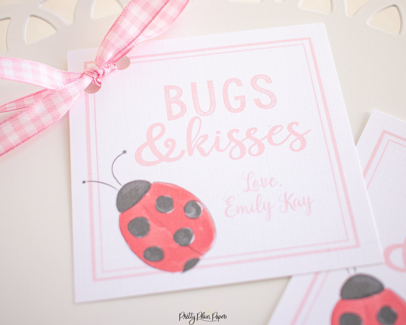 Bugs & Kisses Ladybug Valentine Tag for Valentine's Day | Etsy