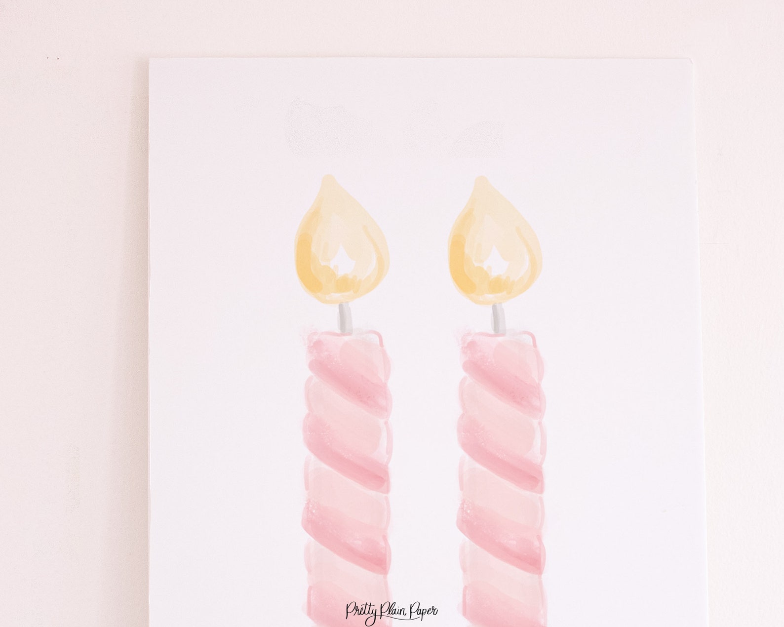 Watercolor Pink TWO Candles Sign 24''x36'' - Etsy