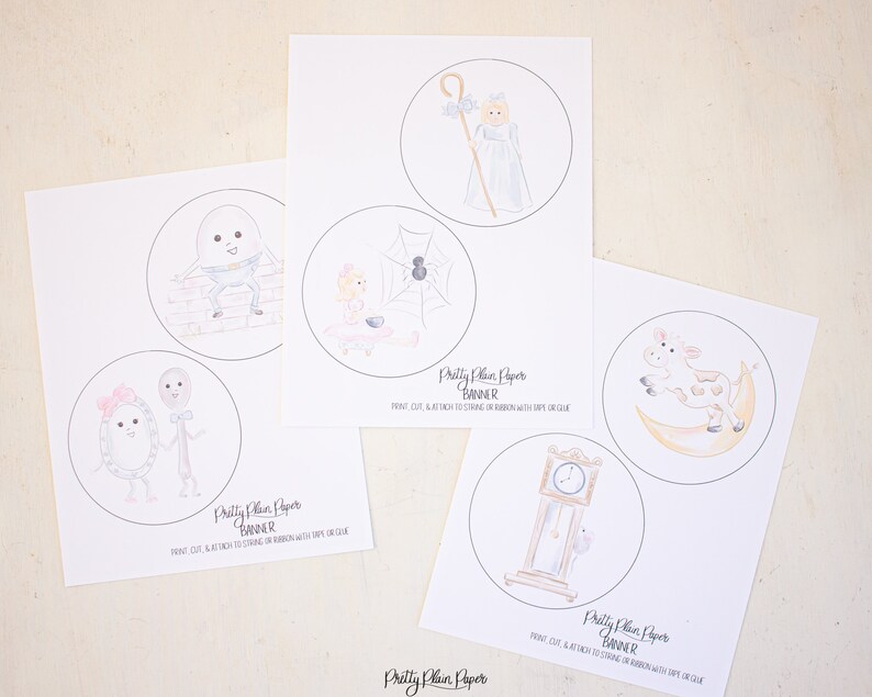 Nursery Rhyme Banner Printable Download Watercolor Nursery - Etsy