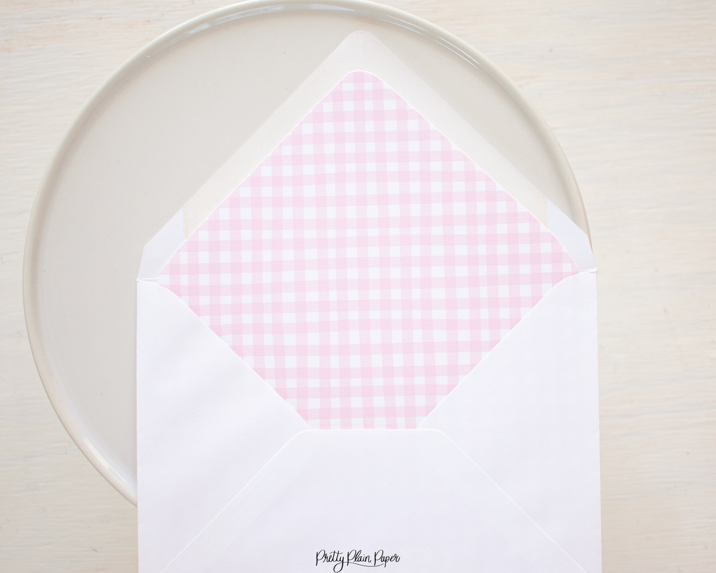 Pink Gingham Watercolor Printable A7 Envelope Liner Download - Etsy