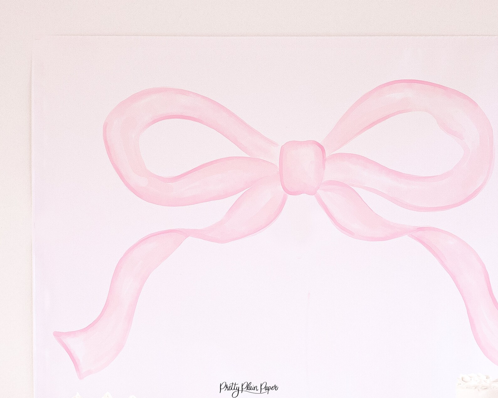 Watercolor Pink Bow Backdrop Pink Bow Birthday Pink Bow | Etsy