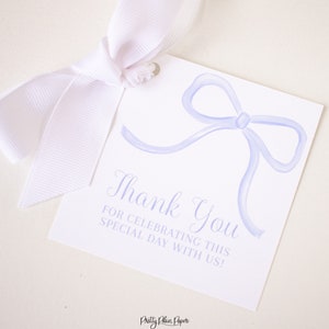 Watercolor Blue Bow Favor Tag Watercolor Printable Favor - Etsy