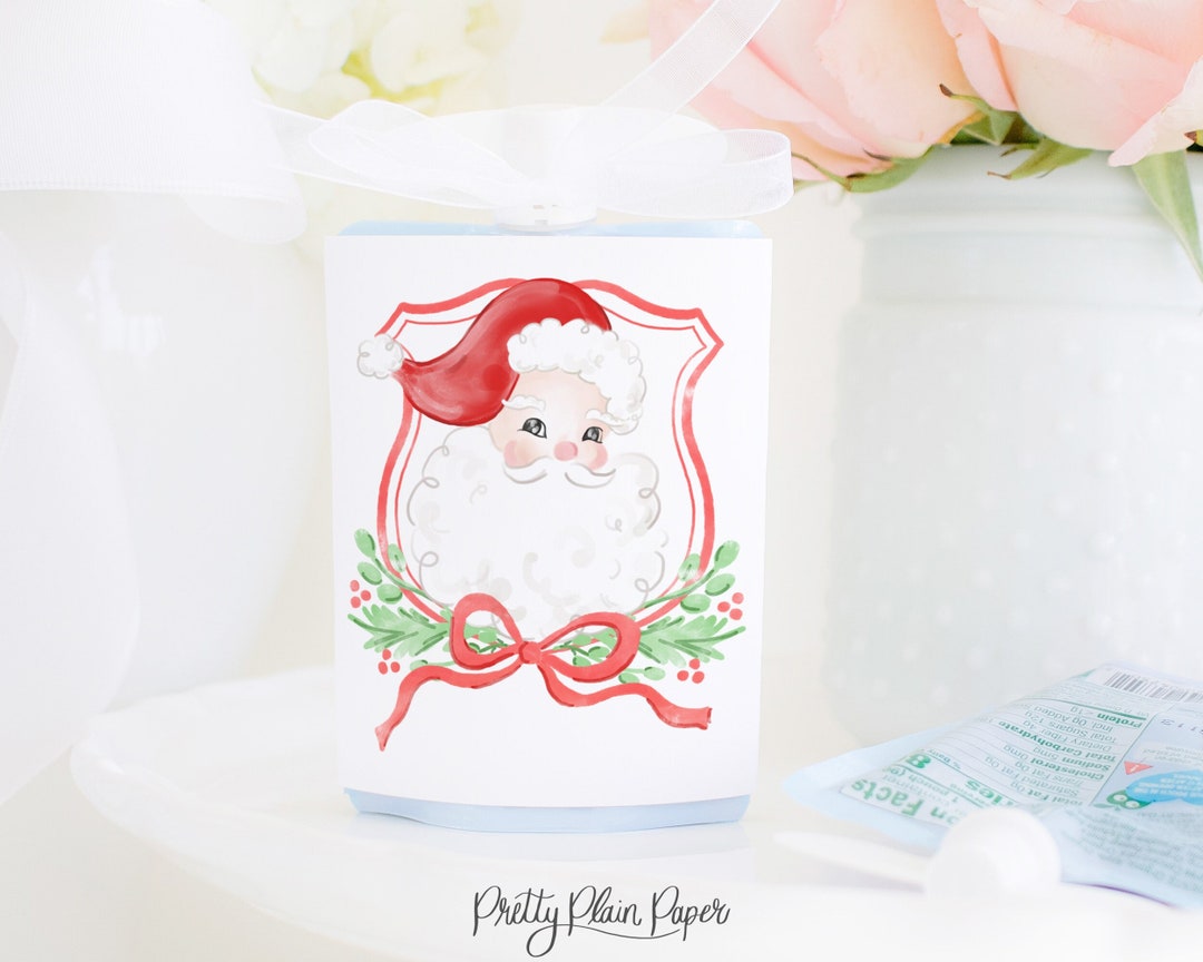 Watercolor Santa Applesauce Pouch Printable Red Christmas Applesauce ...