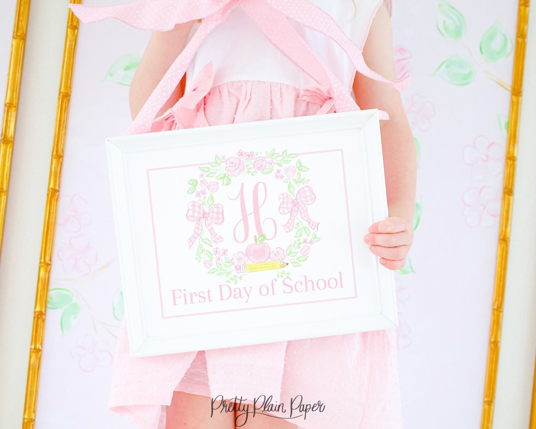 Editable Watercolor Crest First Day of School Sign | 8x10 Printable ...